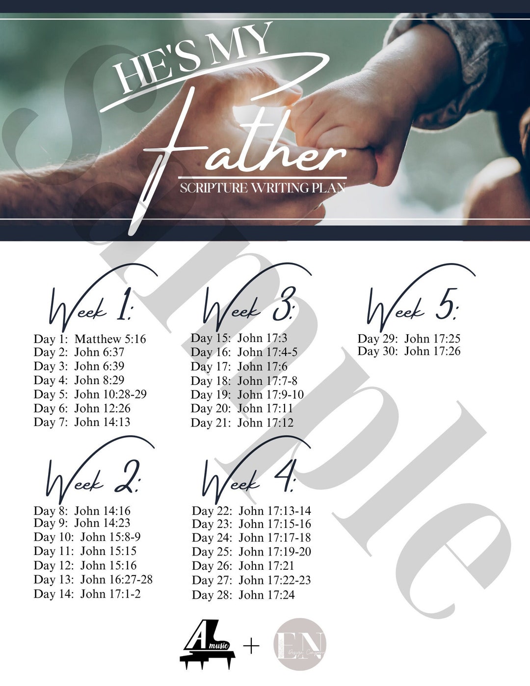 He's My Father 30-day Scripture Writing Plan - Etsy