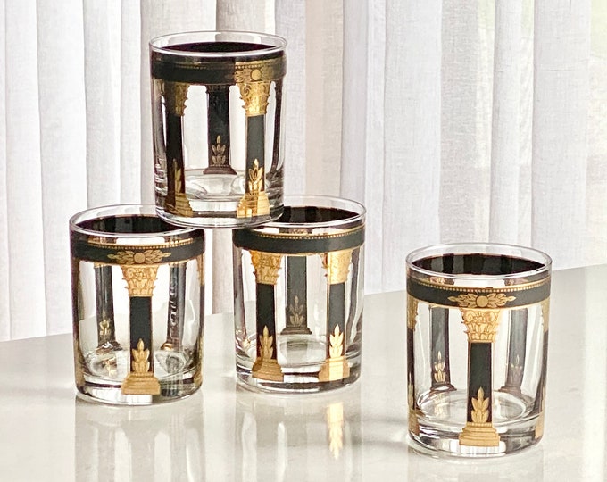 Athens Greek Column MCM Glasses Set of 4 - Etsy