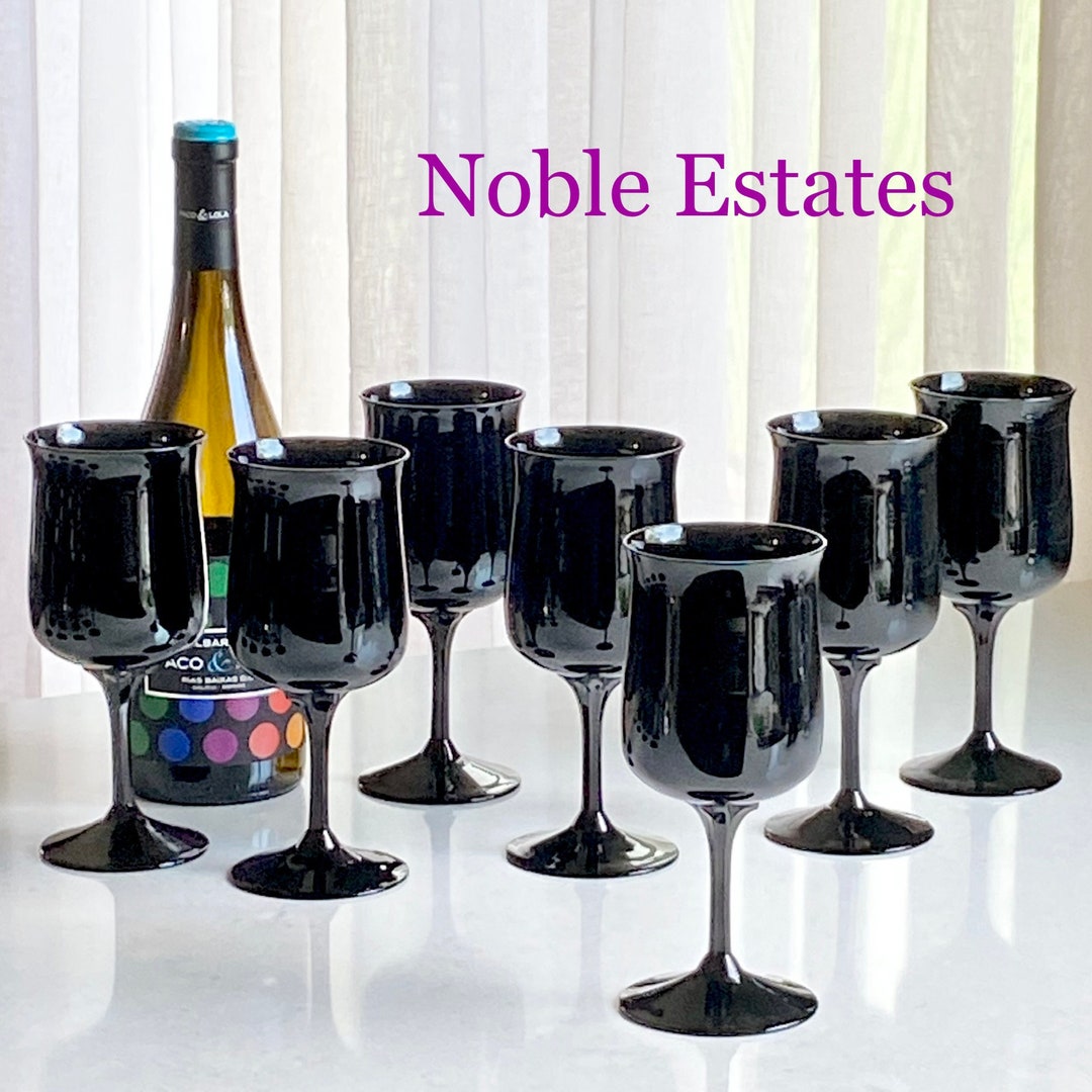 Vintage Lenox Midnight Mood Black Glasses (circa 1974 - 1982) - Set of ...