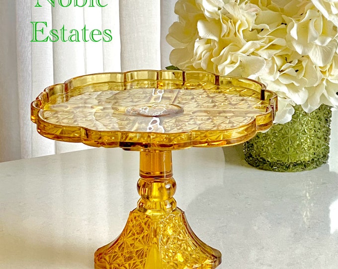 Vintage Adams & Co. Daisy and Button Amber Cake Stand (circa 1890) - Etsy