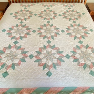 Vintage Eight Point Star Irish Chain Quilt - Approx. 83 in X 93 In. - Etsy