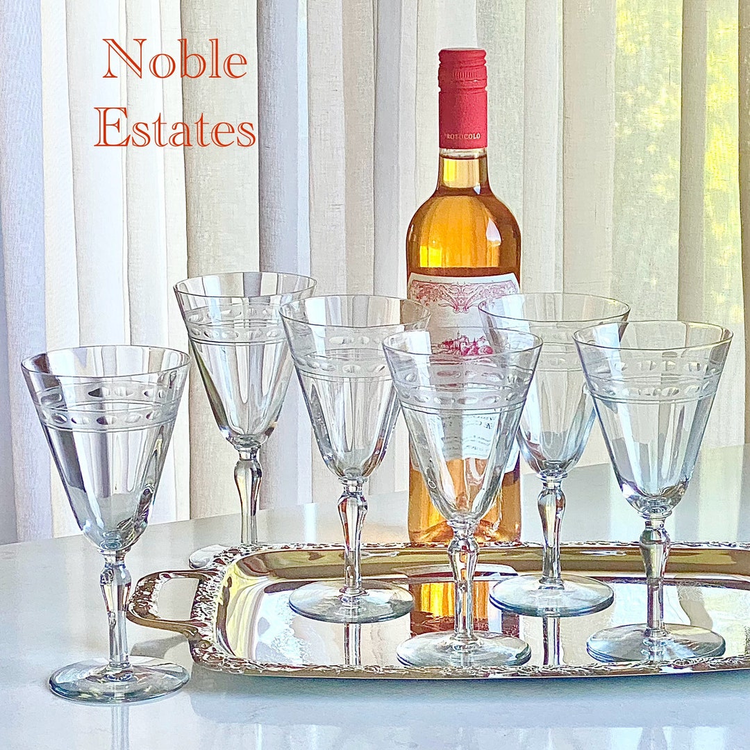 Vintage Oval Band Etched Optic Panel Glasses - Set of 6 - Etsy