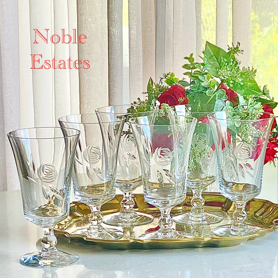 Vintage Fostoria Rose Etched Glasses (circa 1951 - 1973) - Set of 6 - Etsy
