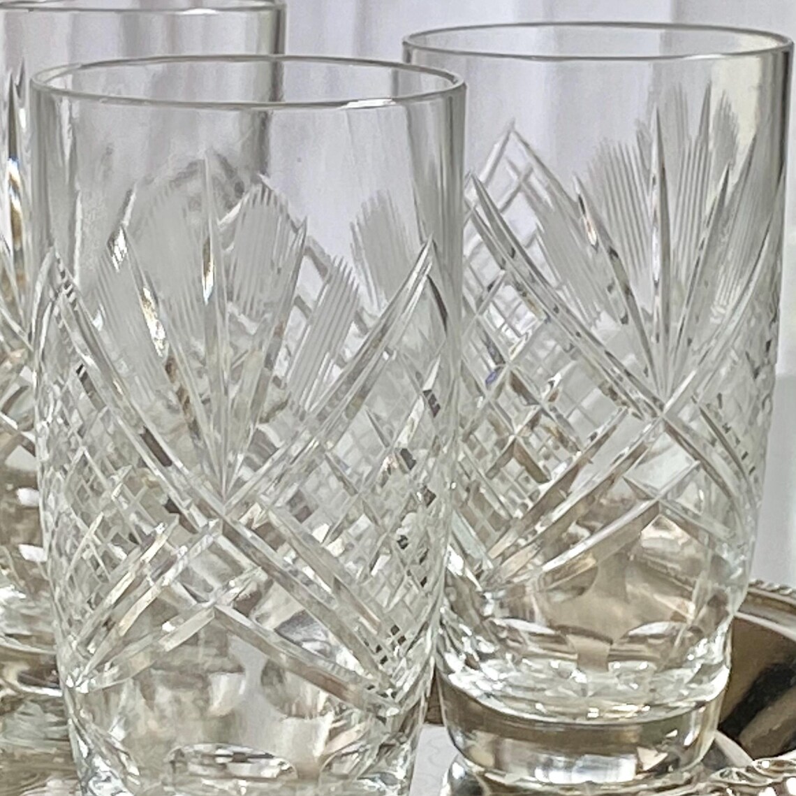 Vintage Criss Cut Pattern Glasses - Set of 4 - Etsy