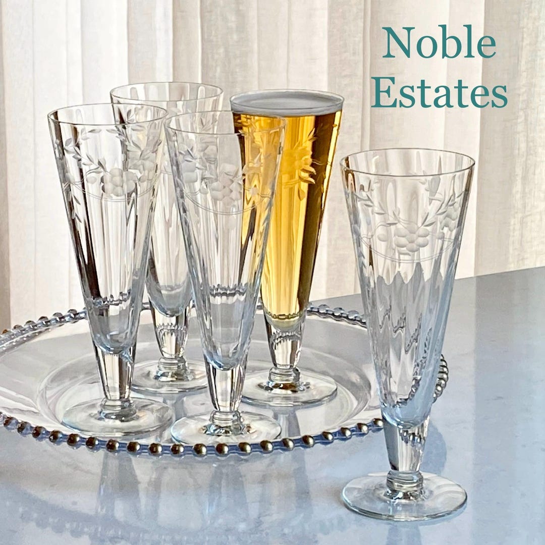 Vintage Etched Optic Panel Glasses - Set of 5 - Etsy