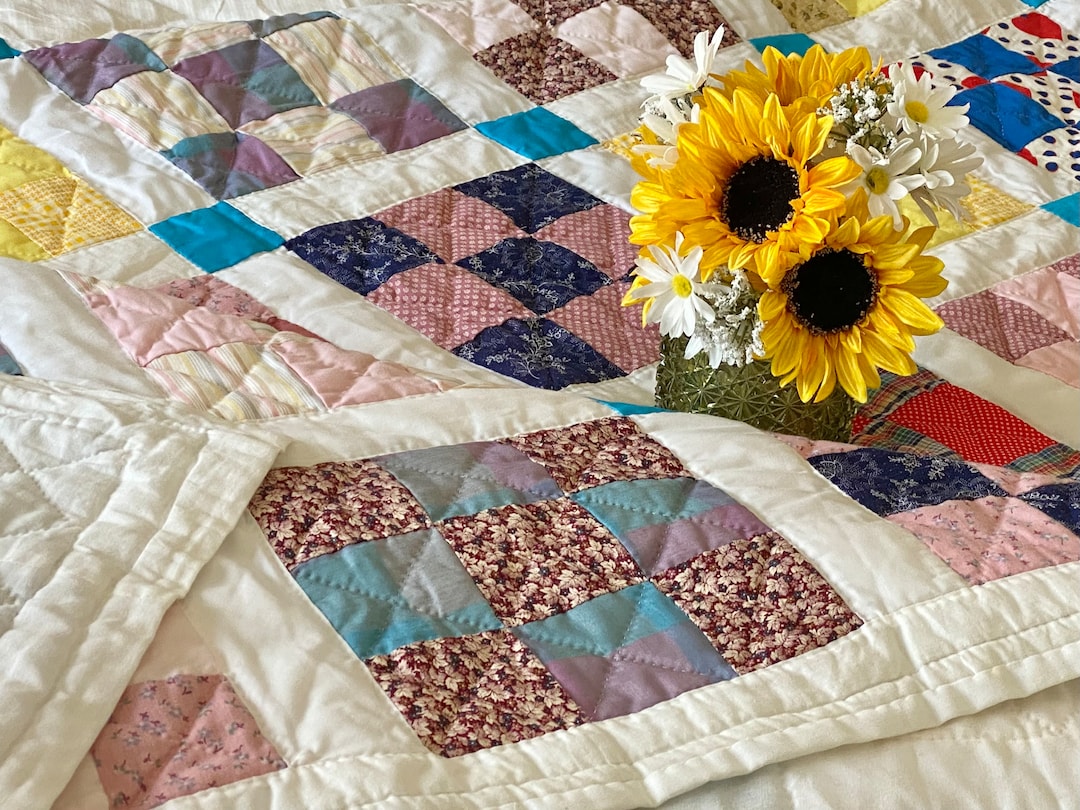 Vintage Nine Patch Quilt Approx. 87 In. X 99 In. - Etsy