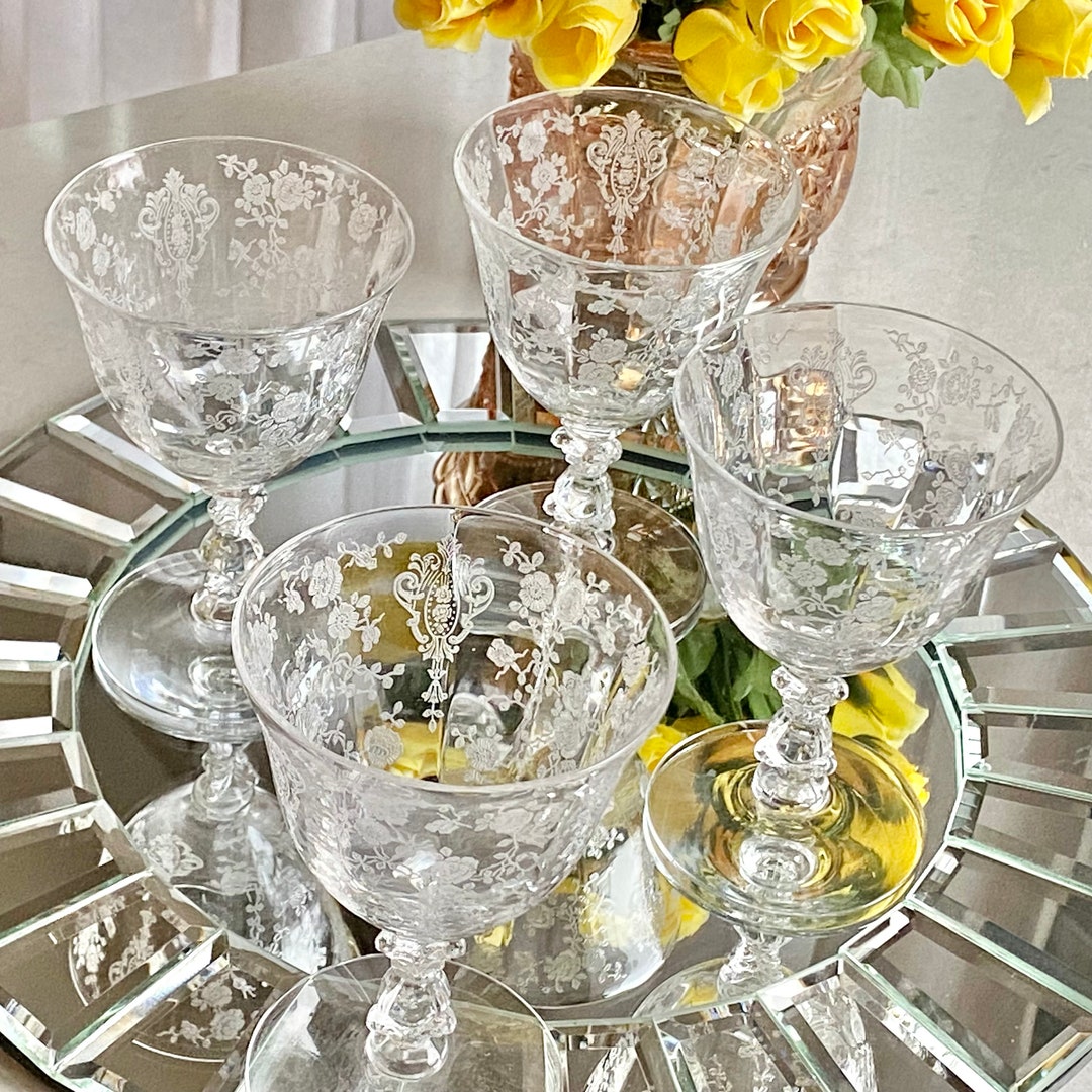 Vintage Cambridge Rose Point Glasses circa 1934 1958 Set of 4 - Etsy