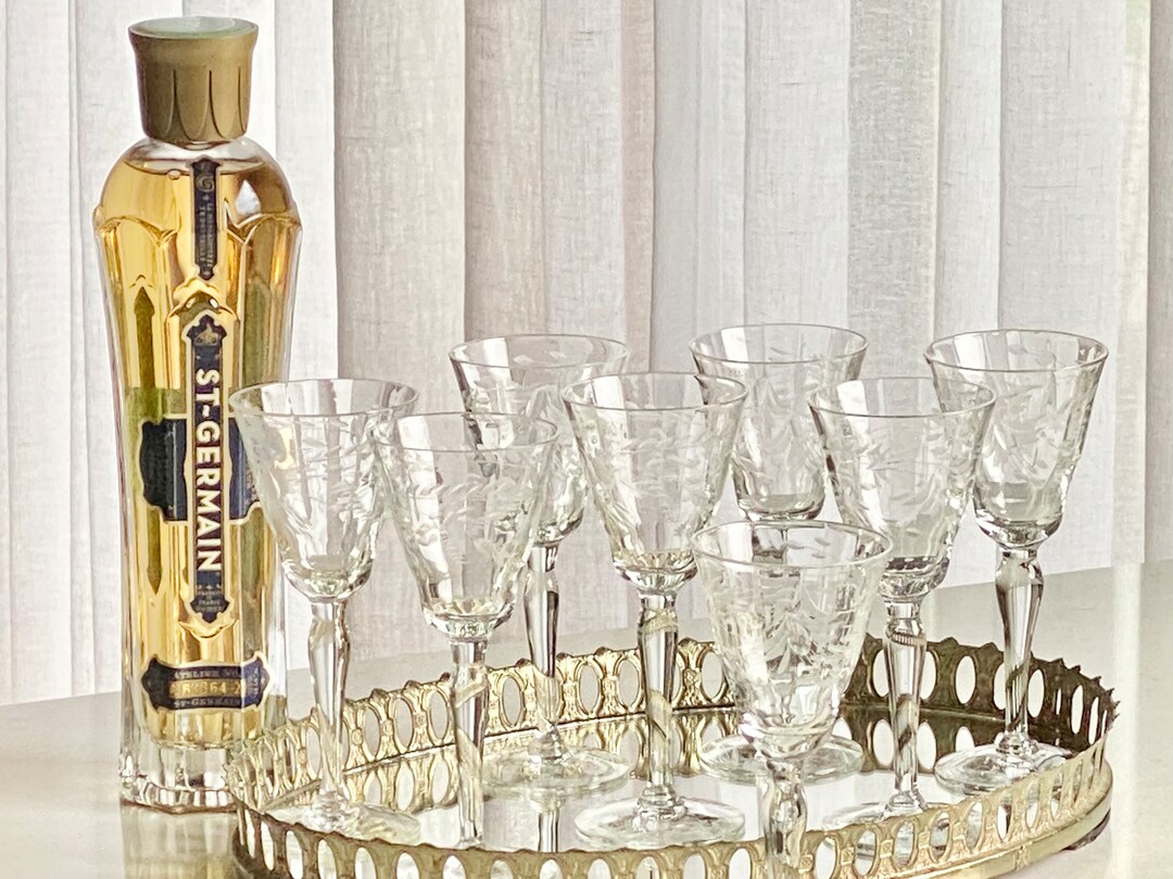 Vintage Etched Optic Panel Glasses - Set of 8 (set #852D) - Etsy