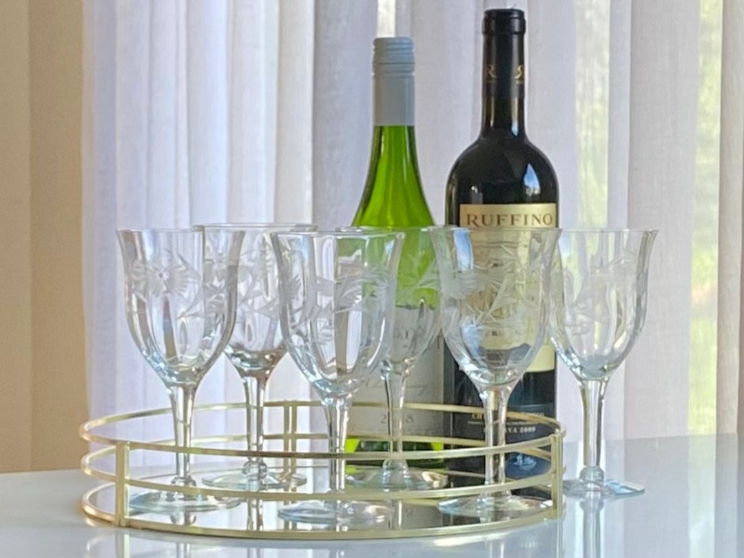 Vintage Etched Optic Panel Glasses - Set of 6 - Etsy