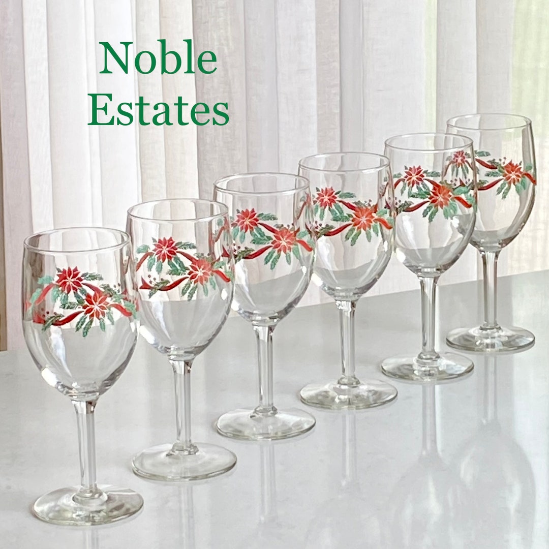 Vintage Fairfield Poinsettia and Ribbon Glasses - Set of 6 - Etsy