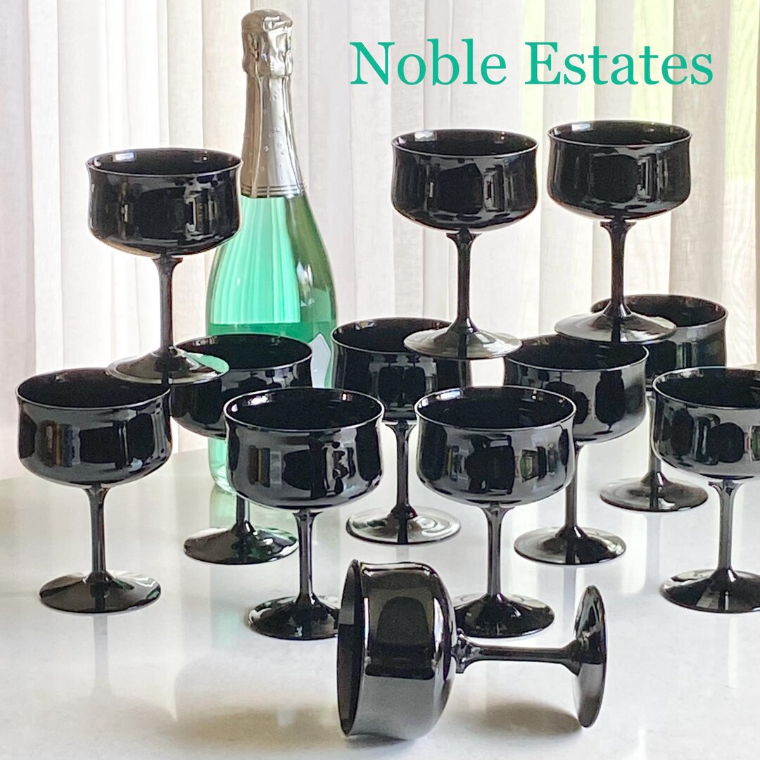 Vintage Lenox Midnight Mood Black Glasses (circa 1974 - 1982) - Set of ...