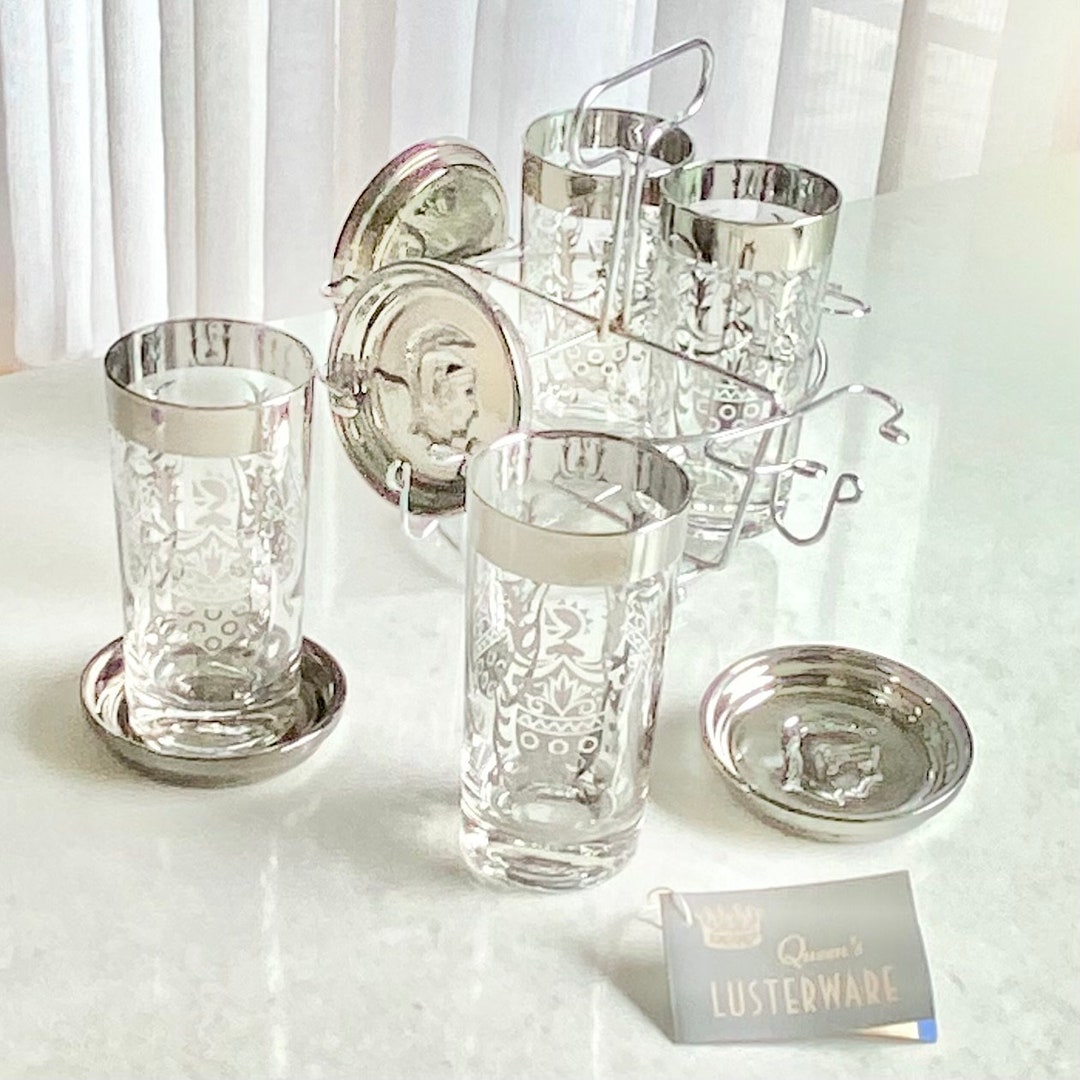 Vintage Kimiko Queen's Lusterware Guardian Drink Set With Four Tumblers ...