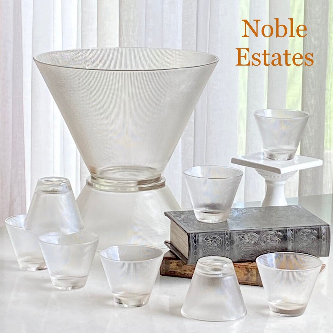 Vintage Federal Glass Norse Ribbed Punch Set 10 Pieces Total - Etsy