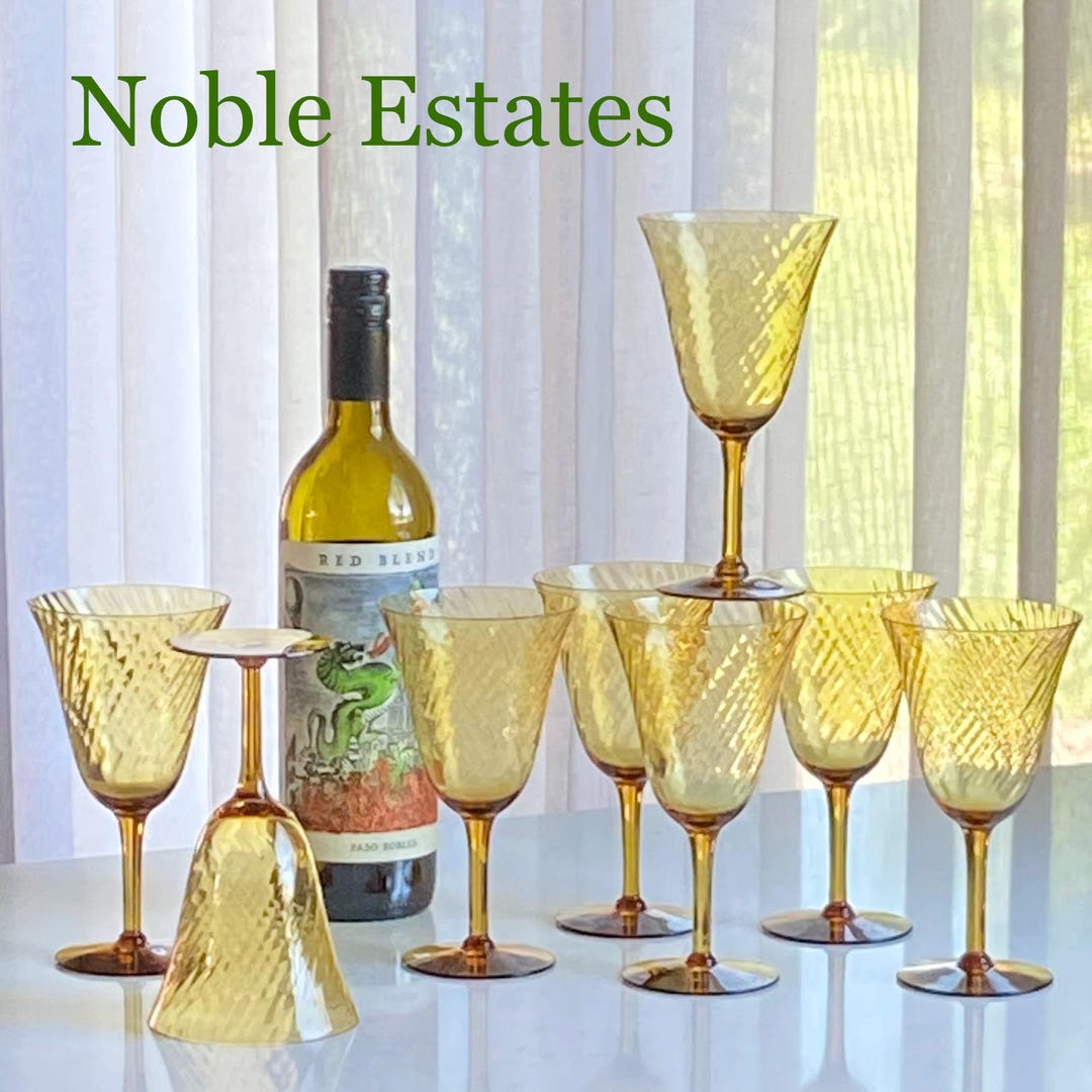 Vintage Amber Optic Swirl Glasses - Set of 7 - Etsy