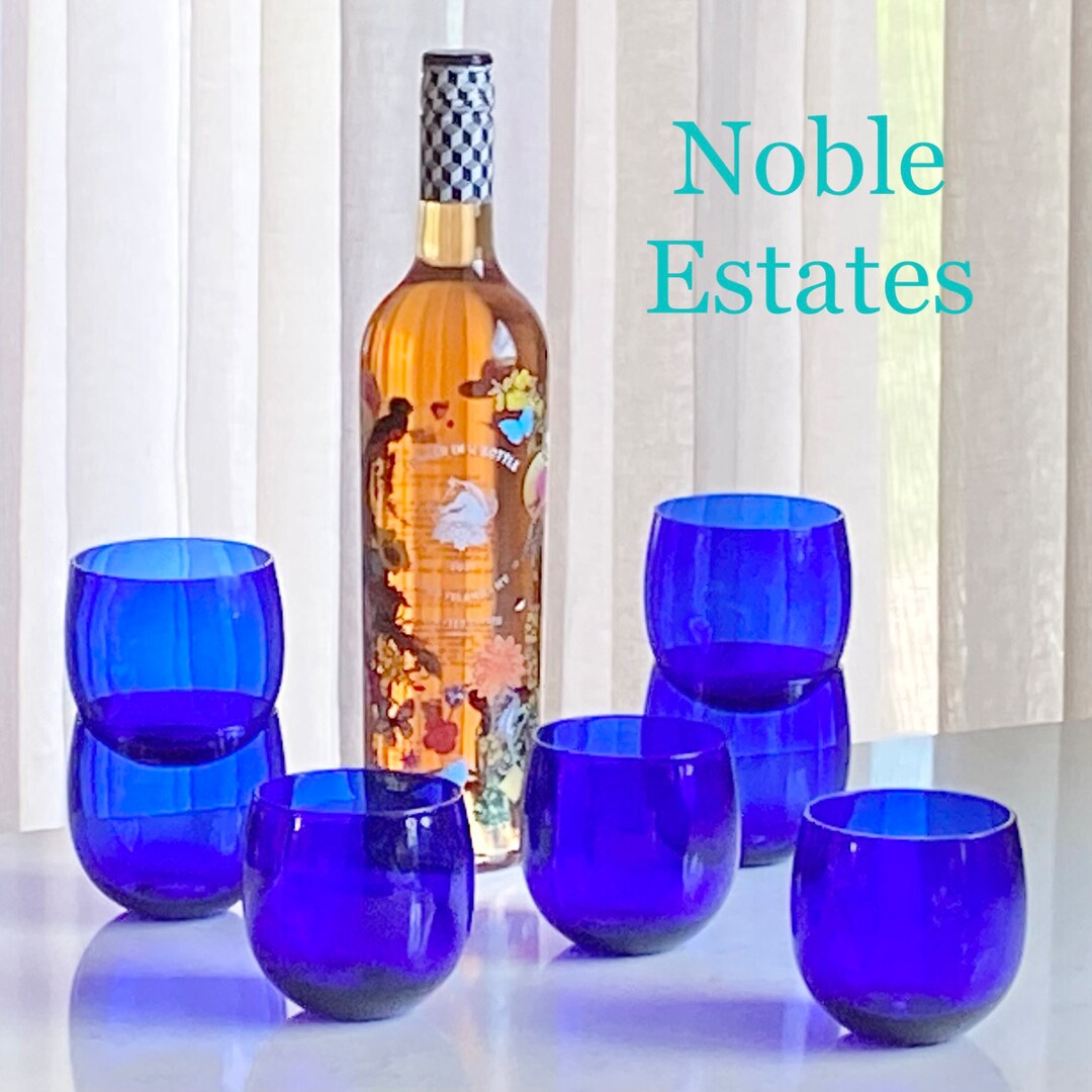 Vintage Cobalt Blue Roly Poly 12 Ounce Tumblers - Set of 7 - Etsy