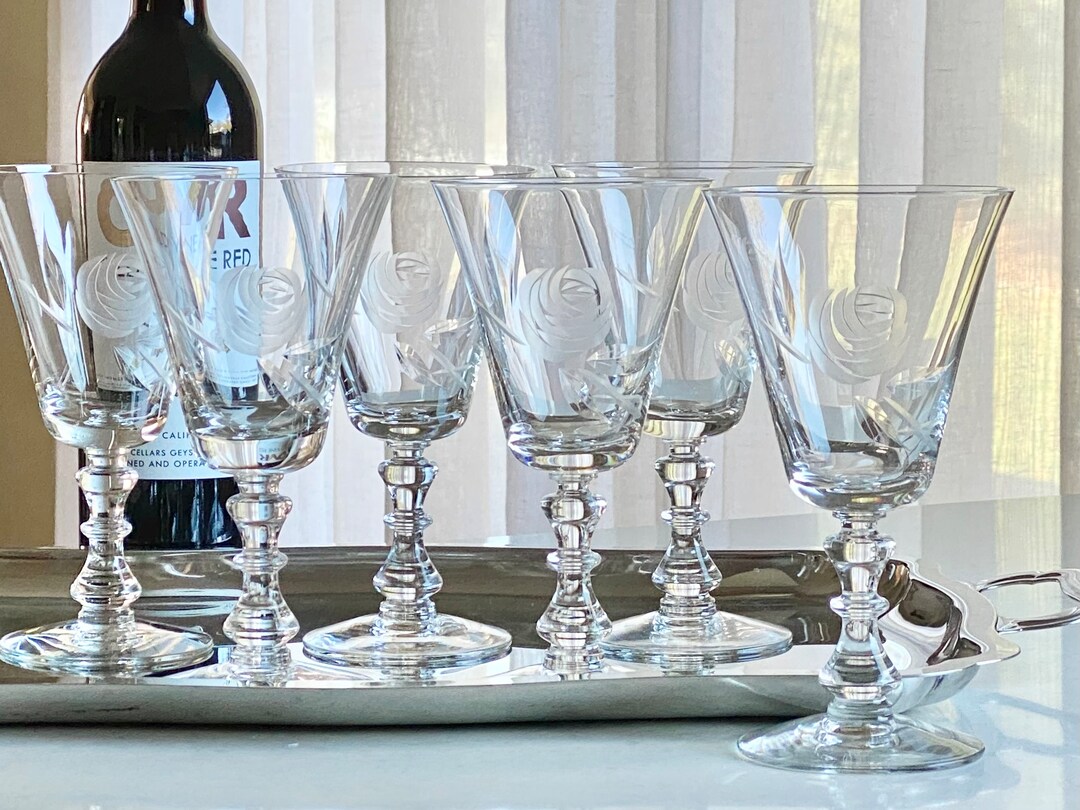 Vintage Fostoria Rose Vintage Etched Glasses (circa 1951 - 1973) - Set ...