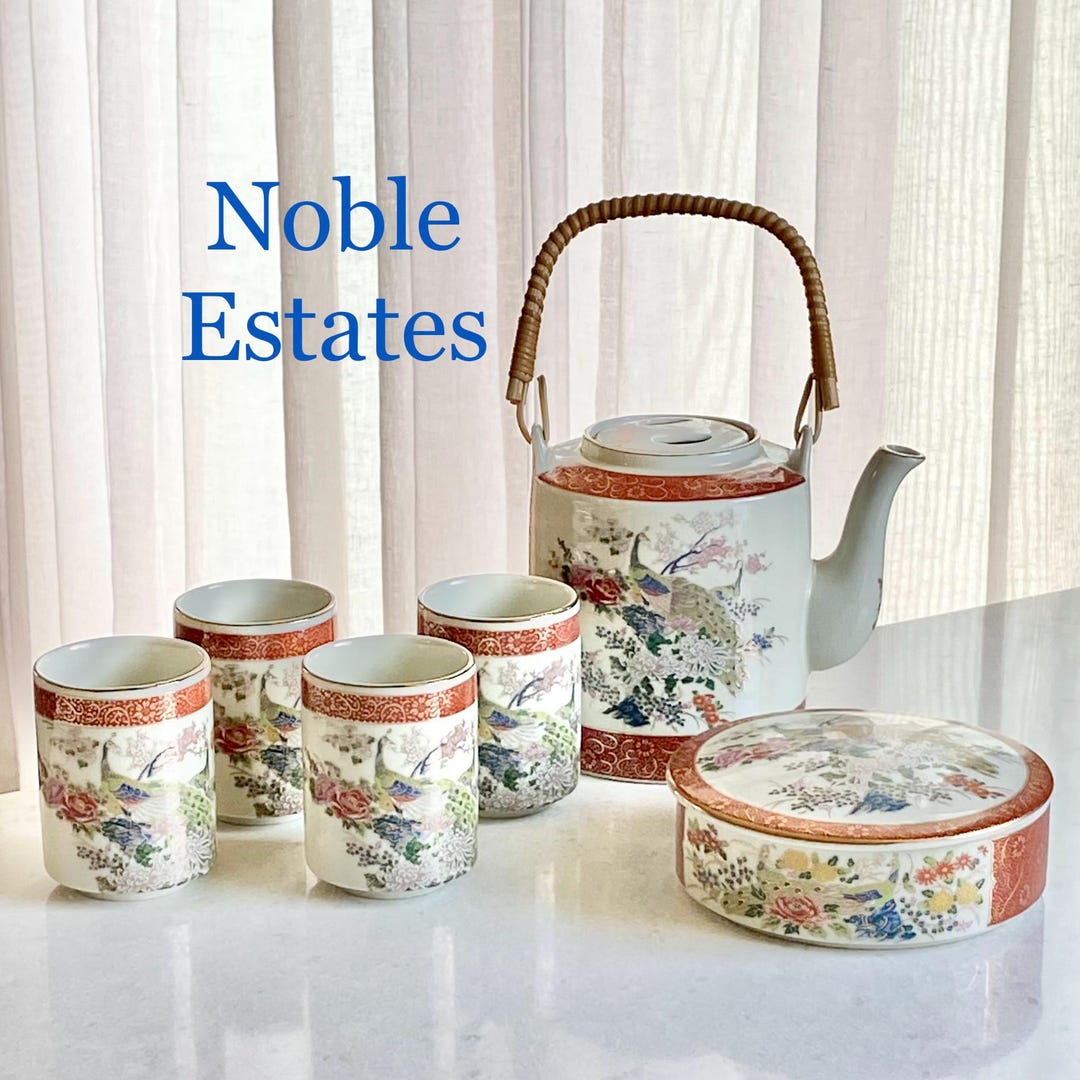 Vintage Satsuma Tea Set Including Pot With Lid, 4 Cups, and Tea Box ...