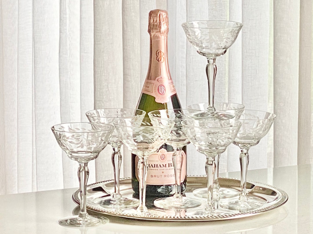 Vintage Etched Optic Panel Glasses - Set of 8 (set #852B) - Etsy