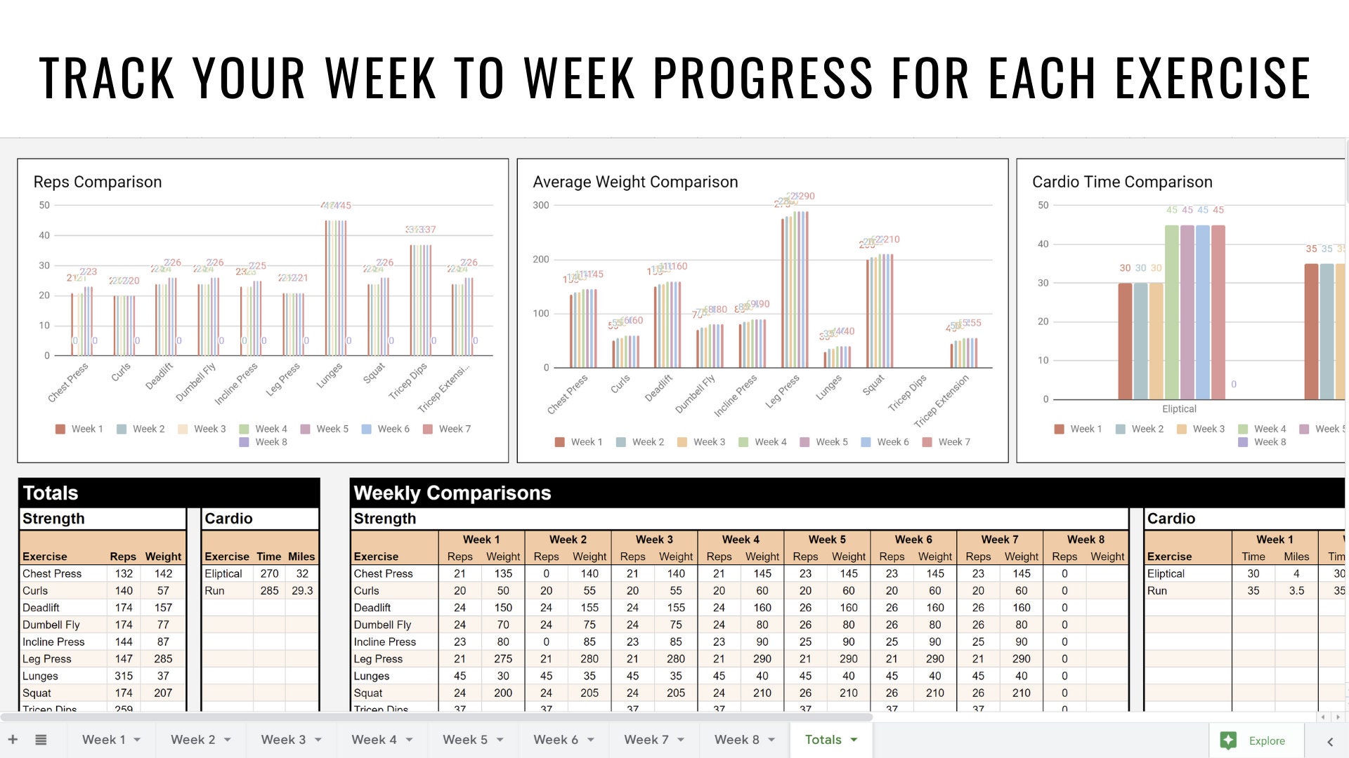 Digital Workout Tracker Workout Template Workout Planner Personal ...
