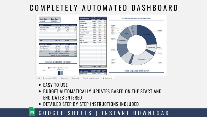 Automated Budget Planner Spreadsheet Template Income and Expense ...