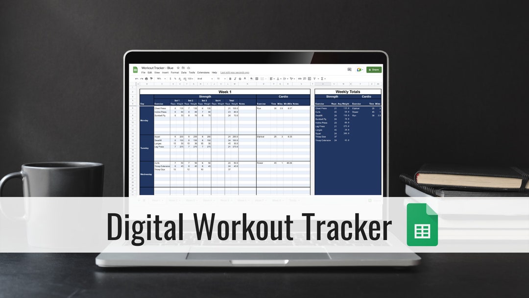 Digital Workout Tracker Workout Template Workout Planner Personal ...