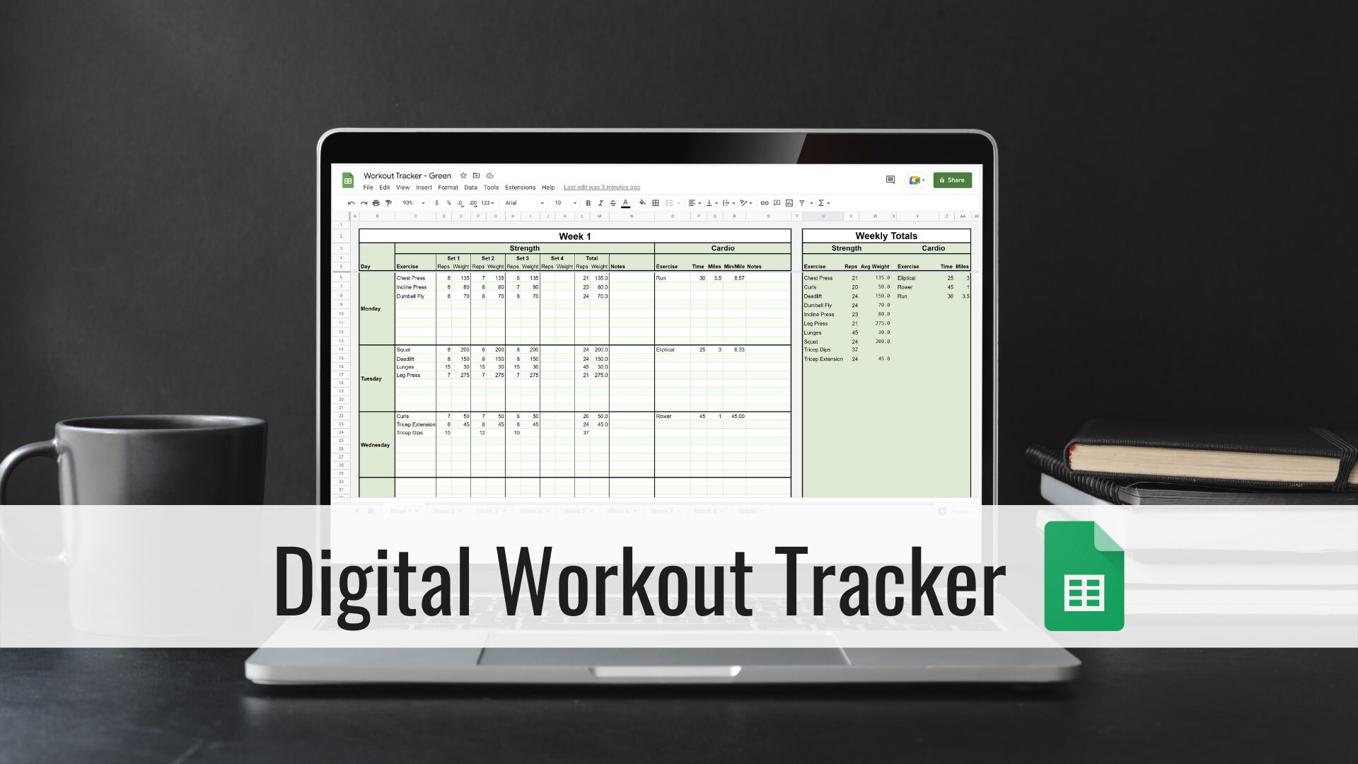 Digital Workout Tracker Workout Template Workout Planner Personal ...