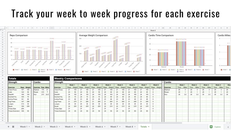 Digital Workout Tracker Workout Template Workout Planner Personal ...