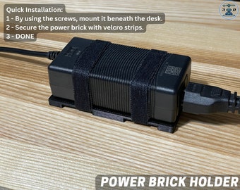 Universal Power Brick Velcro Mount – Under Desk Power Adapter Organiser ...