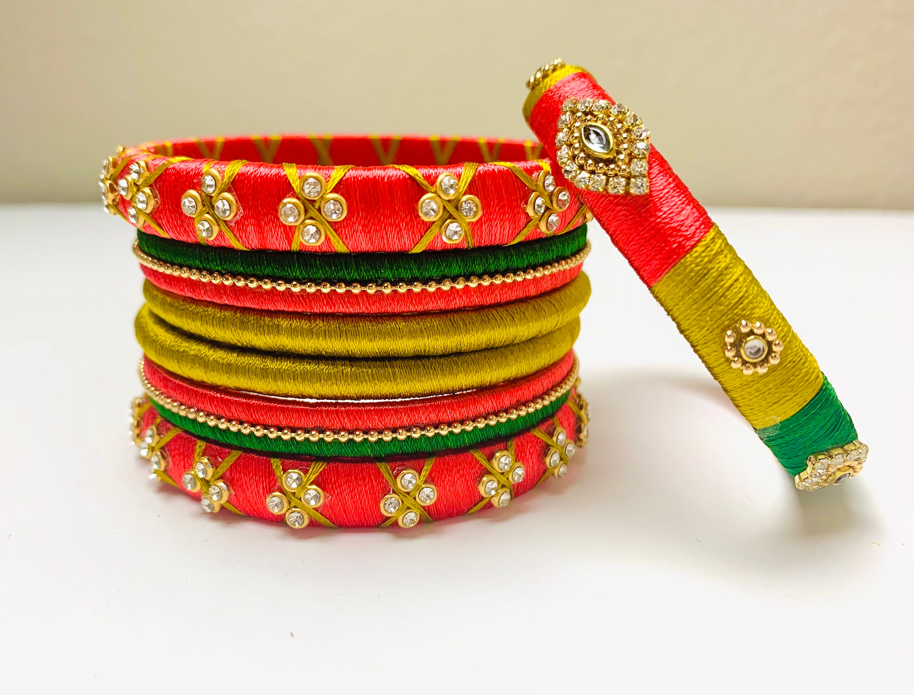 Silk Thread Bangles Set | Bridal Collection | Party Wear | Customizable ...
