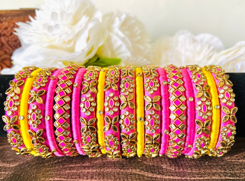 Kundan Silk Thread Bangles | Return Gifts | Bridal Collection | Party ...