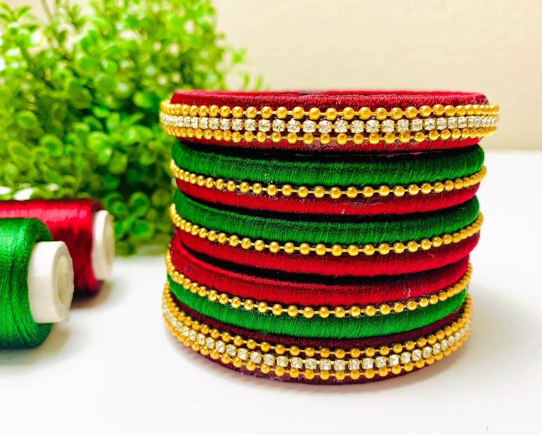 Silk Thread Bangles Set | Bridal Collection | Party Wear | Customizable ...