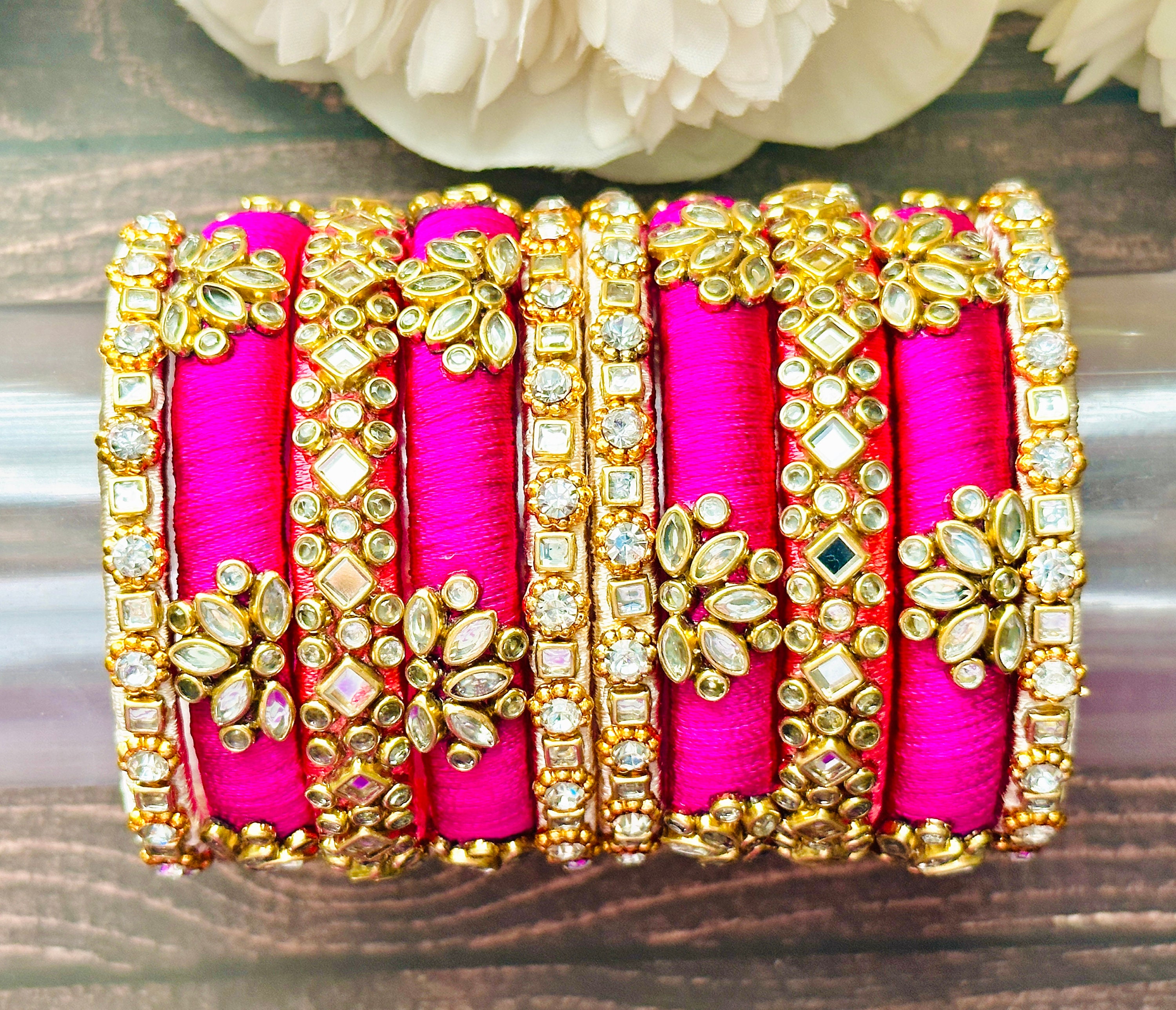 Indian Silk Thread Bangles Set Bridal/wedding Collection Party Wear ...