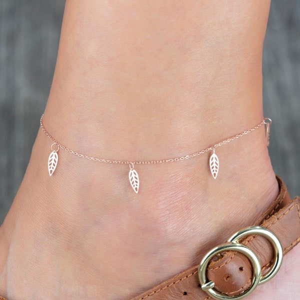 Sterling Silver Feather Anklets for Women - Etsy