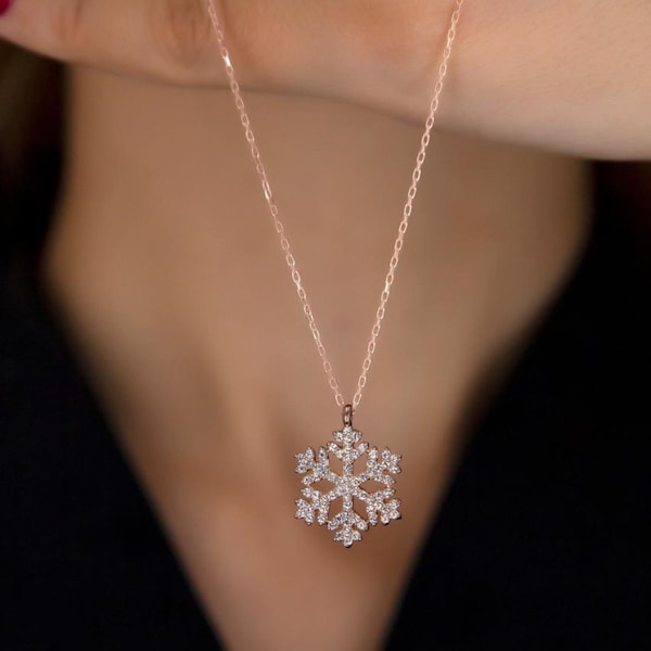 Diamond Snowflake Necklace - Etsy