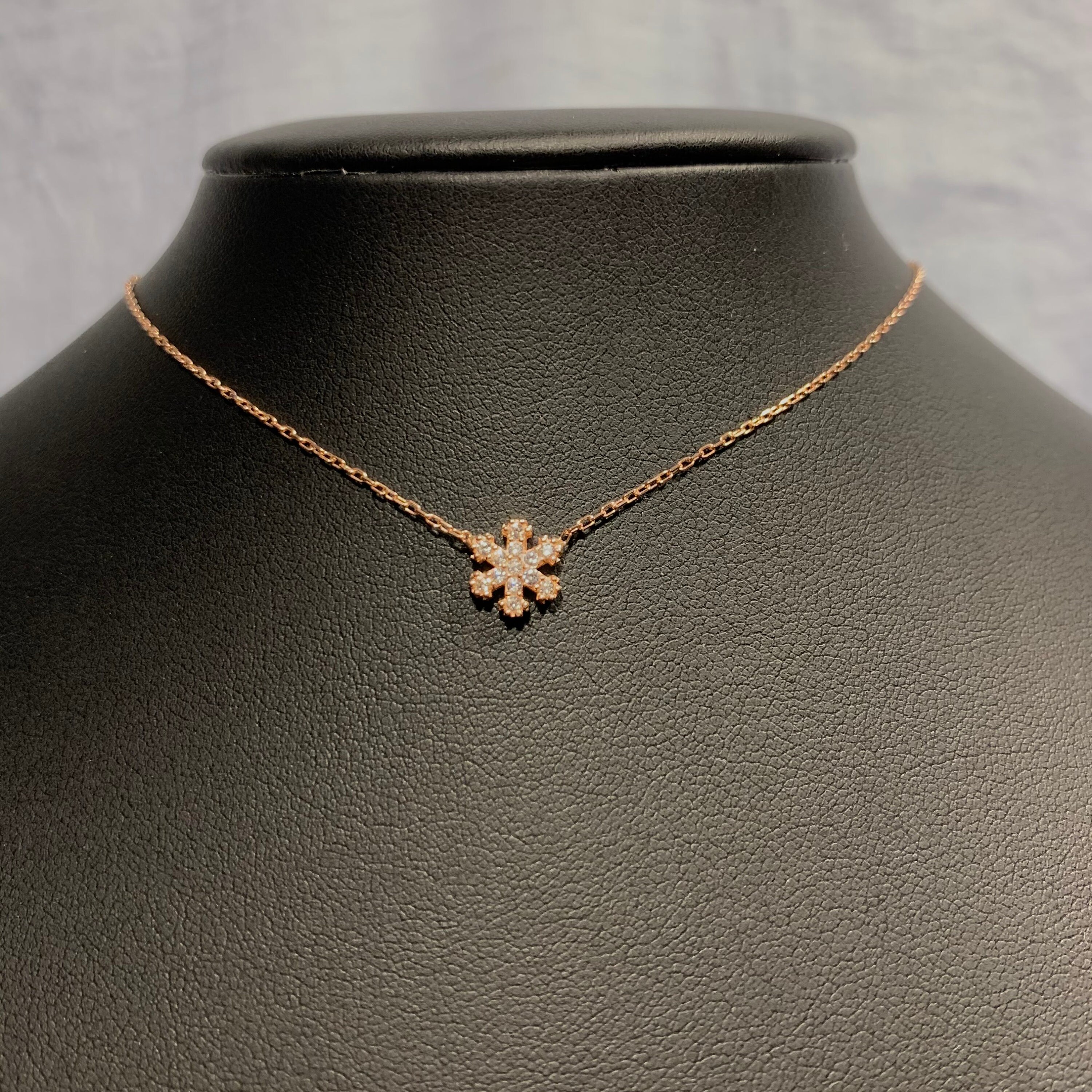 Dainty Snowflake Necklace: 925 Sterling Silver, 14k Rose Gold - Etsy