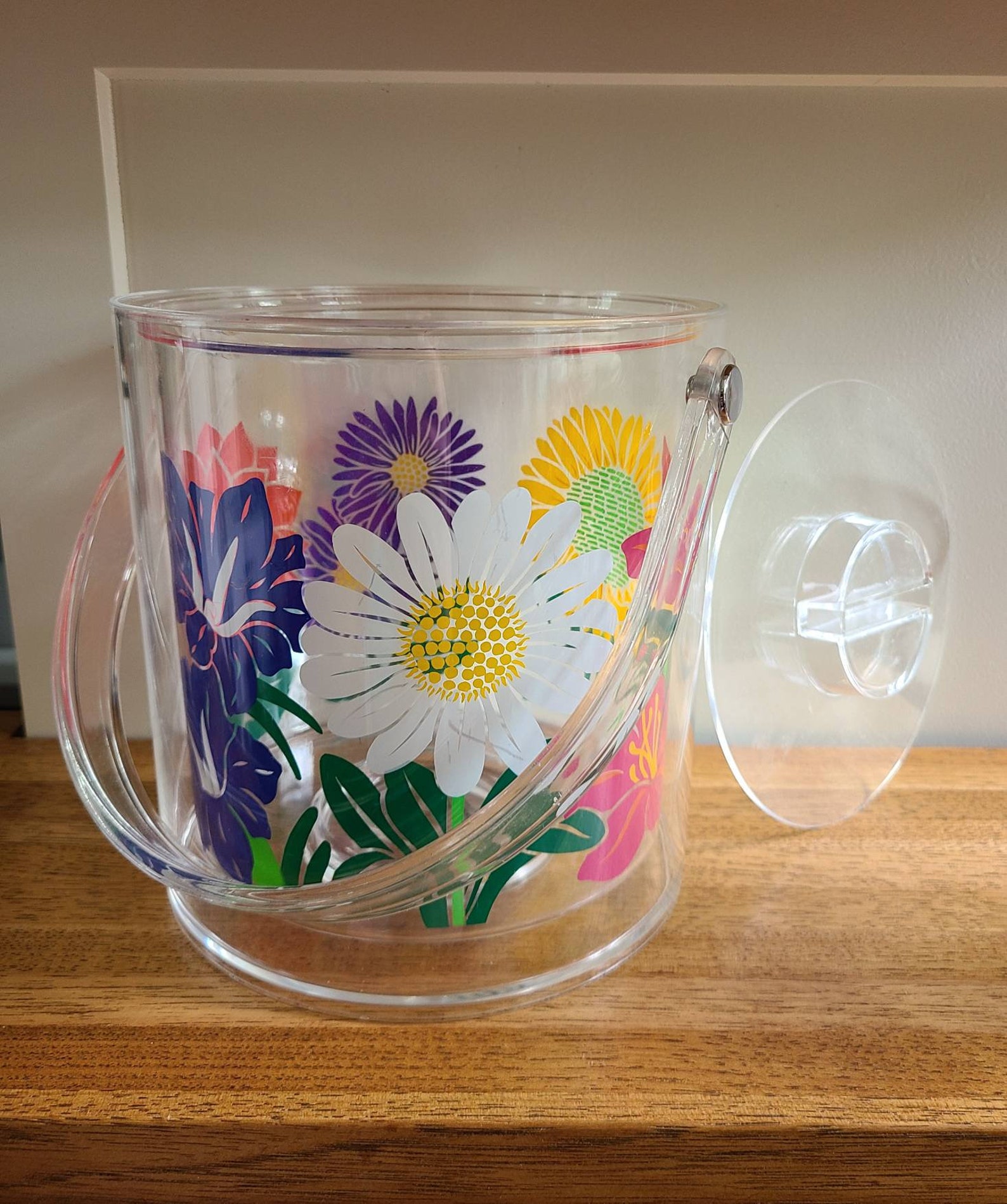 Vintage 80's or 90's Style Acrylic Ice Bucket Fun Floral Bright ...