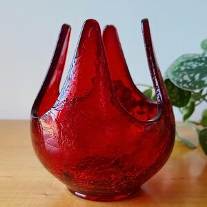 Vintage Viking Glass Patio Lite Ruby Red Crackle Glass - Etsy