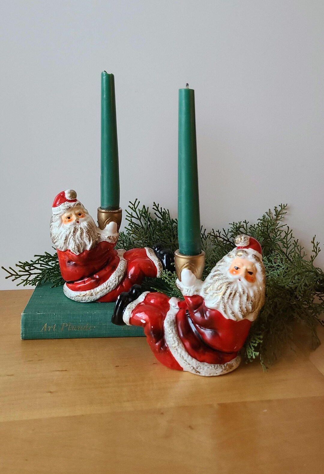 Vintage Santas Christmas Candlestick Holders Set of 2. Made in Japan ...