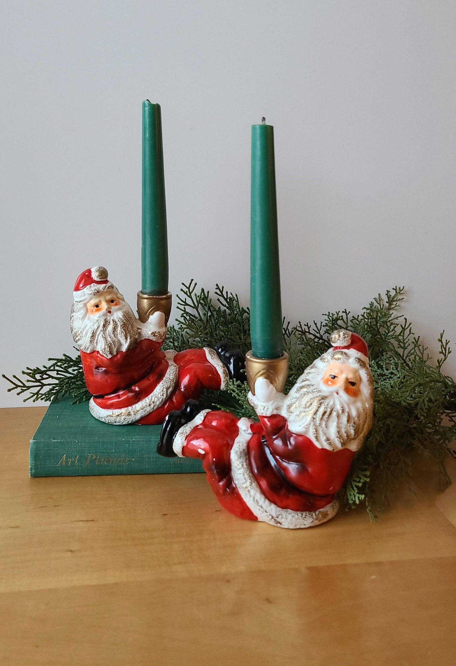 Vintage Santas Christmas Candlestick Holders Set of 2. Made in Japan ...