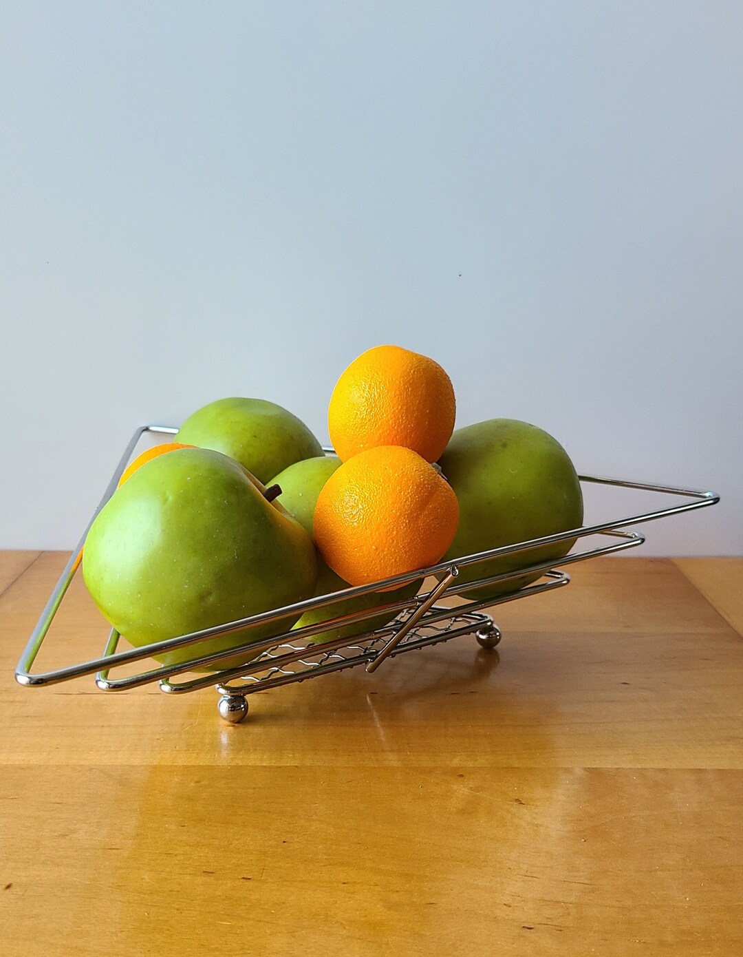 MCM Style Geometric Chrome Triangle Vintage Fruit Bowl Centerpiece ...