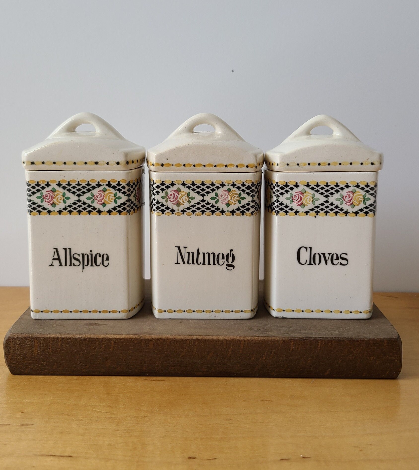 Vintage Made in Germany Spice Jars Small Canisters Lidded LEDA Cloves ...