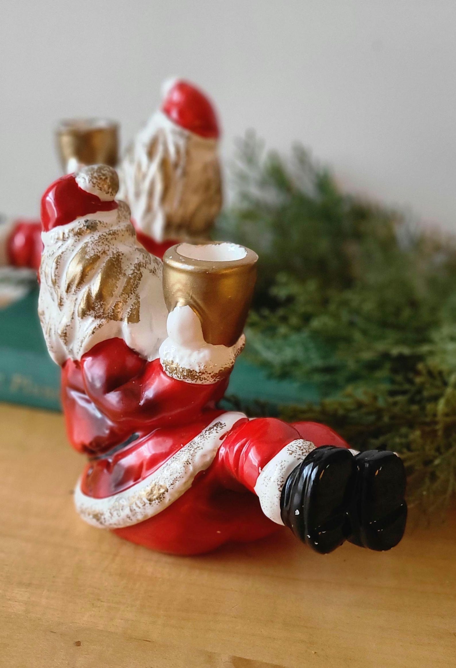 Vintage Santas Christmas Candlestick Holders Set of 2. Made in Japan ...