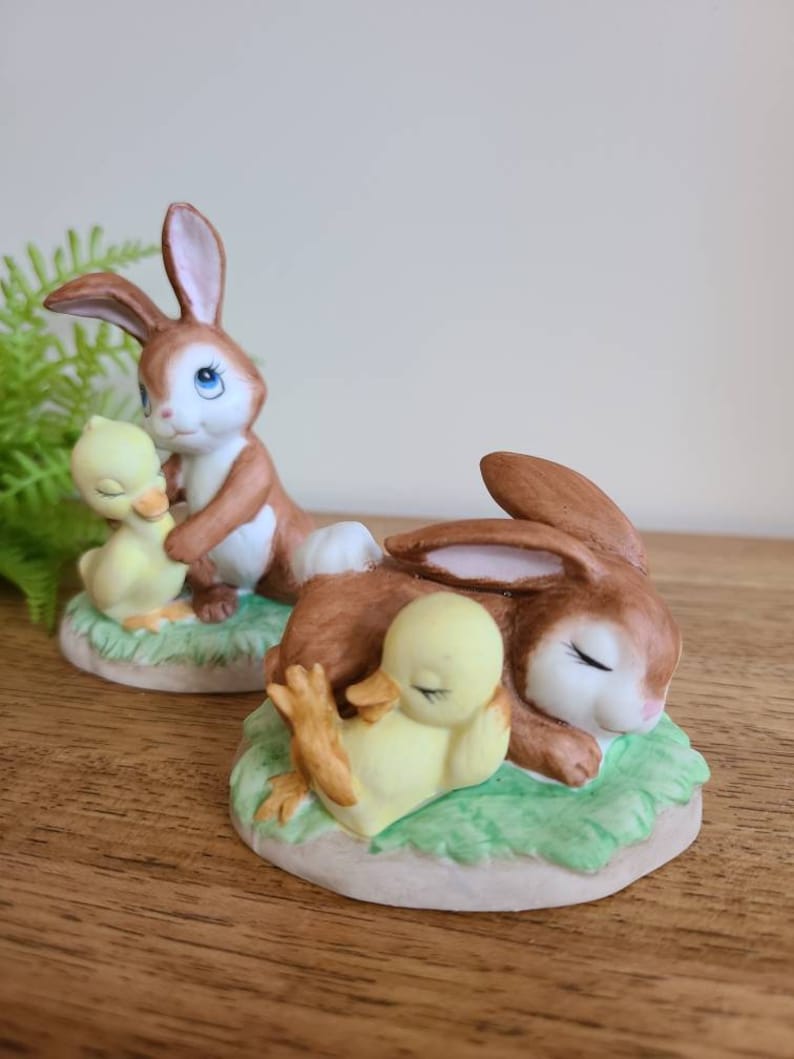 Easter Bunny Vintage Lefton Rabbits and Duckling 2 Piece Set. Bunny and ...