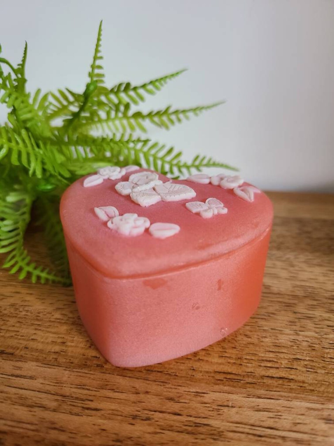 Soapstone Pink Incolay Heart Butterfly Dish Lidded Vintage Trinket Pill ...