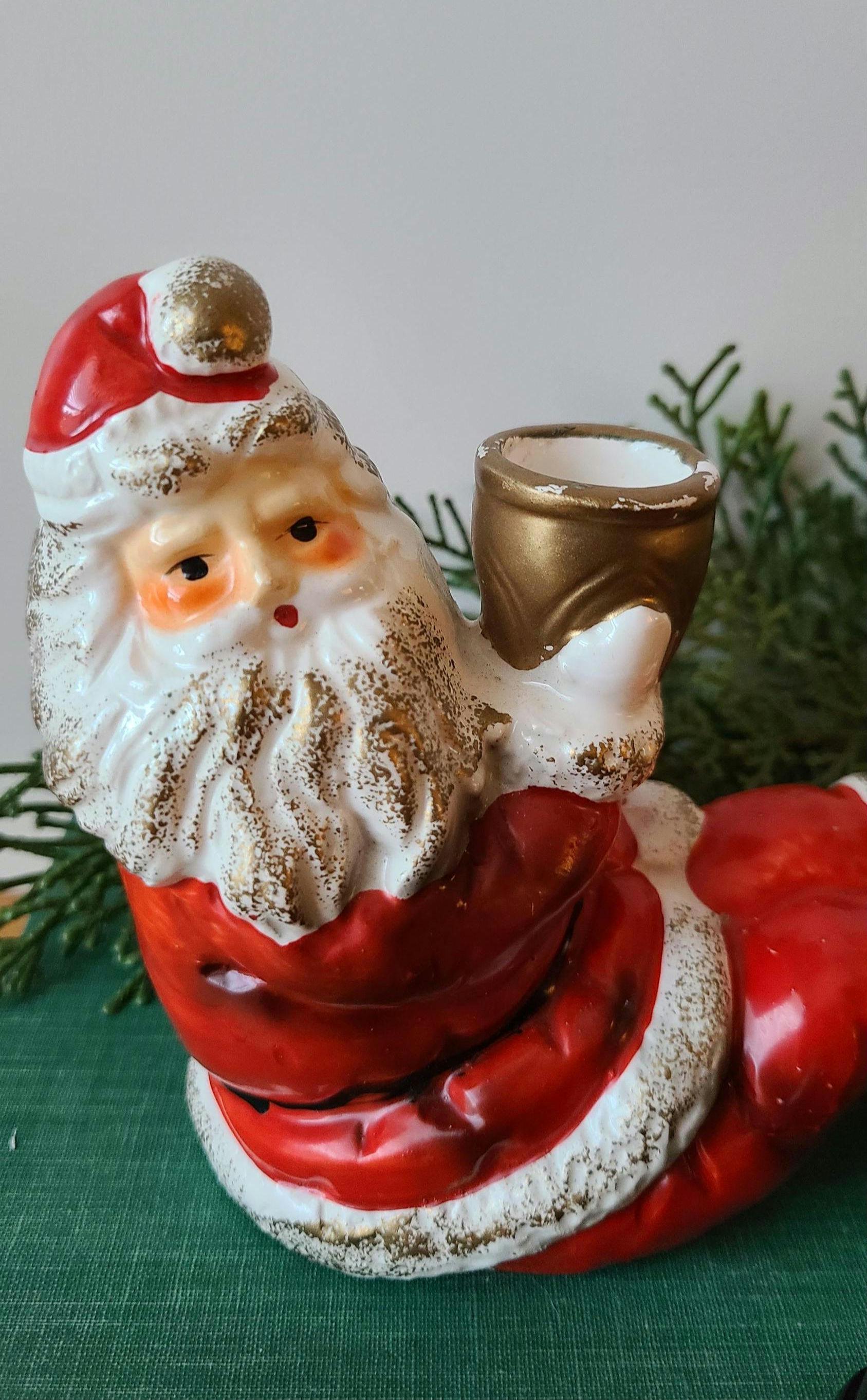 Vintage Santas Christmas Candlestick Holders Set of 2. Made in Japan ...