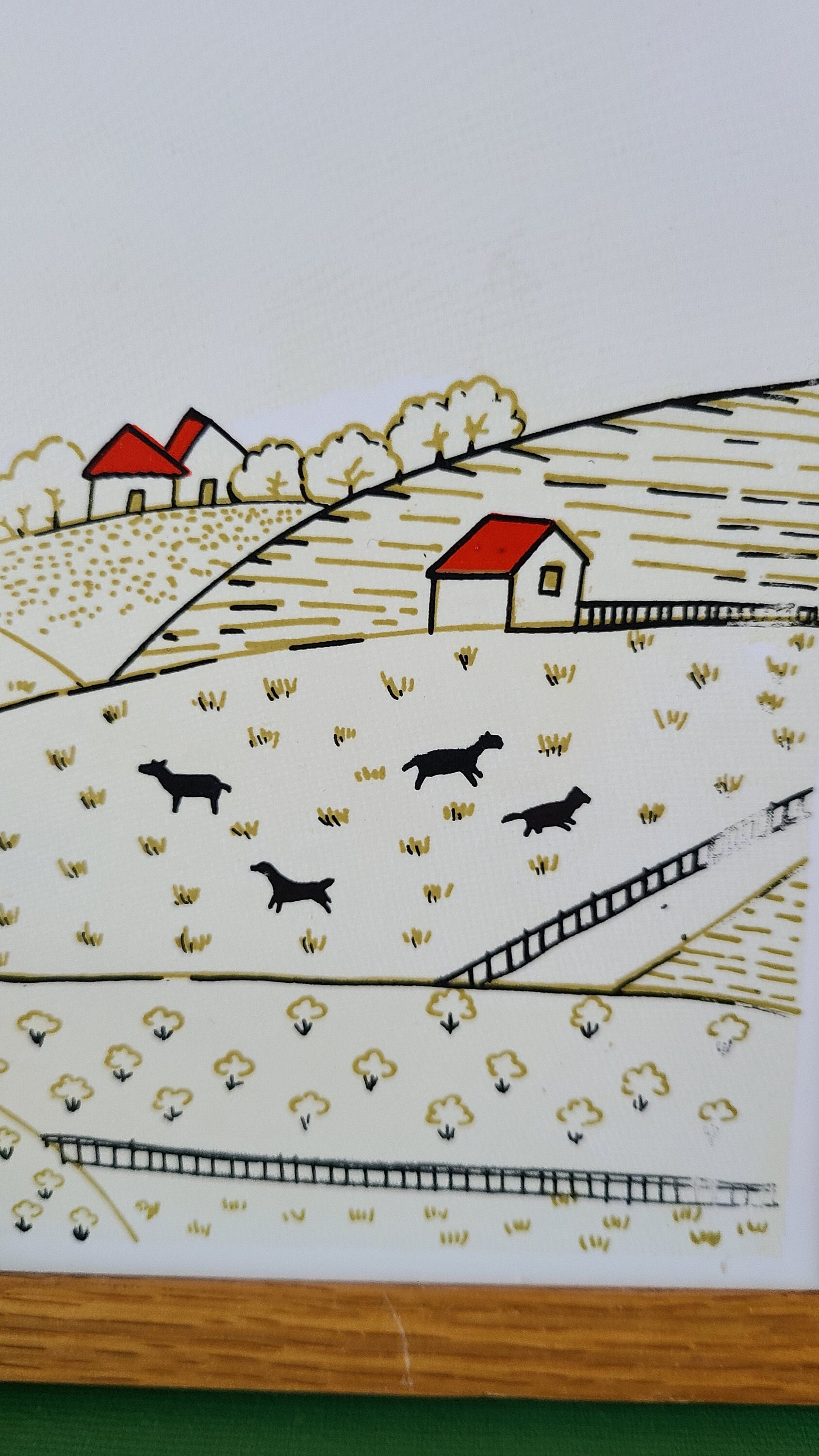 Vintage Farmhouse Trivet Tile Countryside Hillside Horses Farm Animals ...