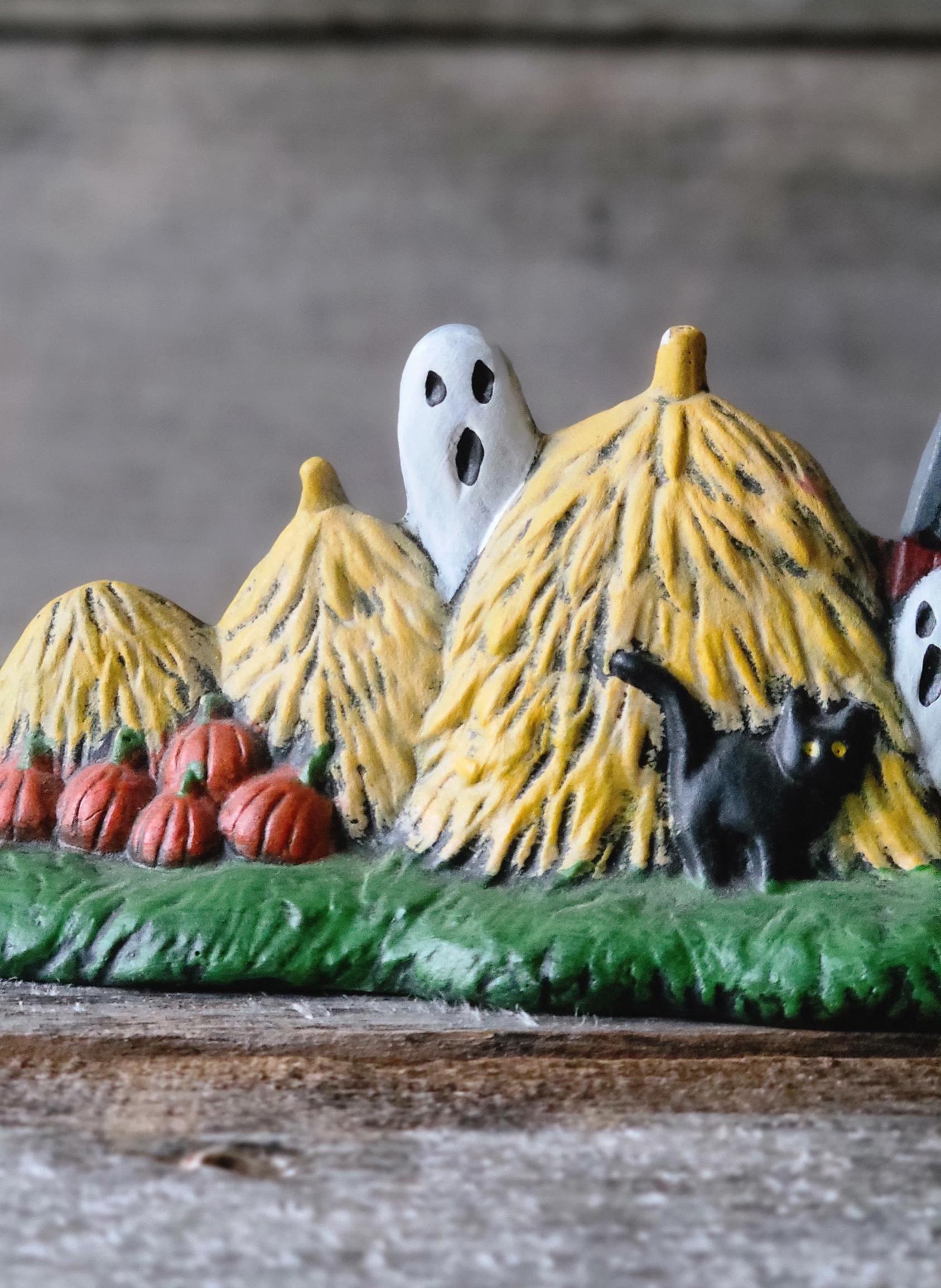 Vintage Halloween Scene Ceramic Decor Spooky Farm - Etsy
