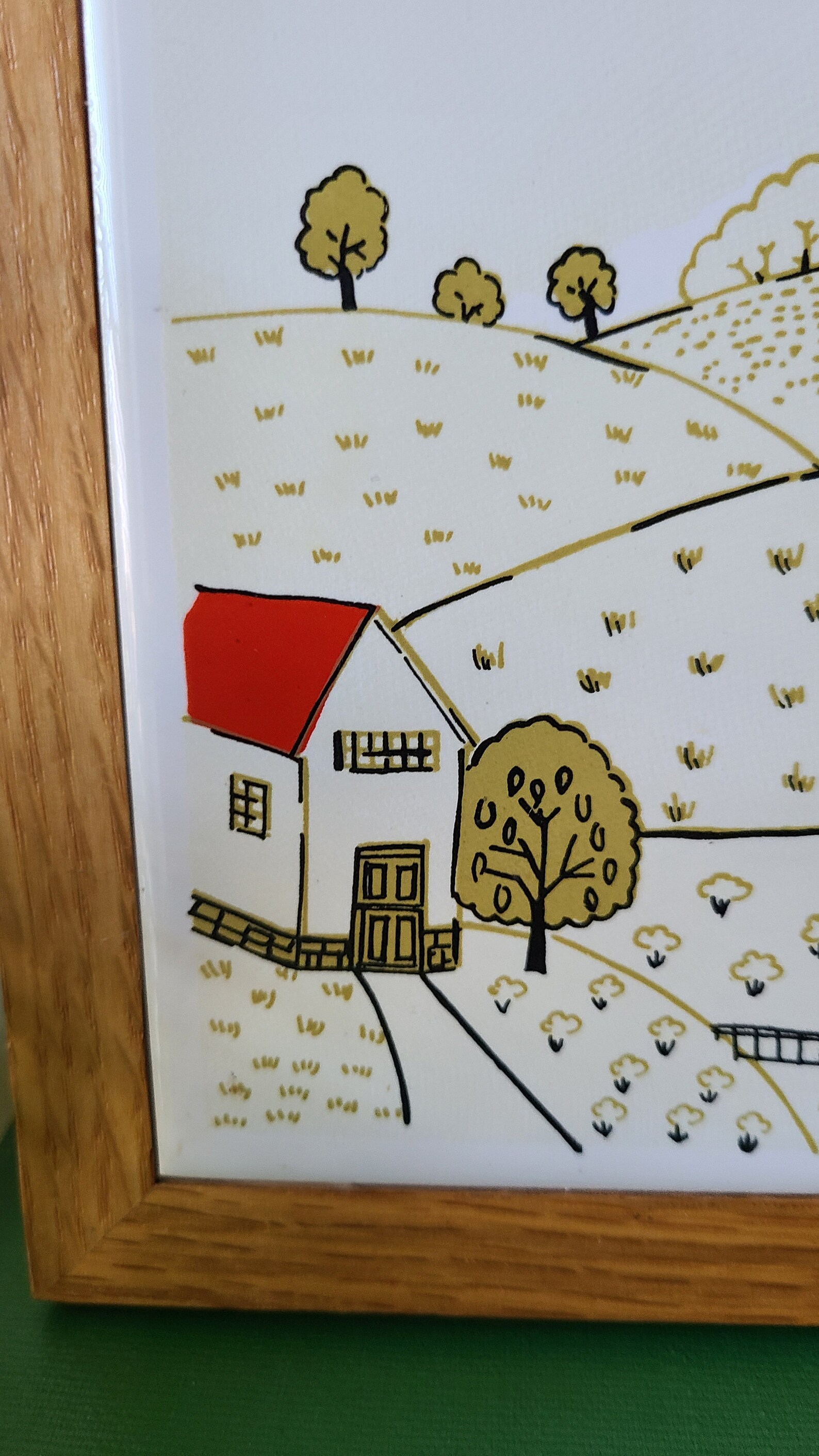 Vintage Farmhouse Trivet Tile Countryside Hillside Horses Farm Animals ...