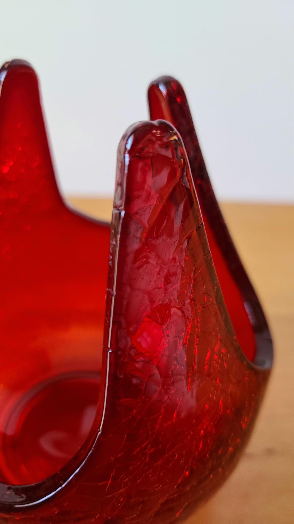 Vintage Viking Glass Patio Lite Ruby Red Crackle Glass - Etsy
