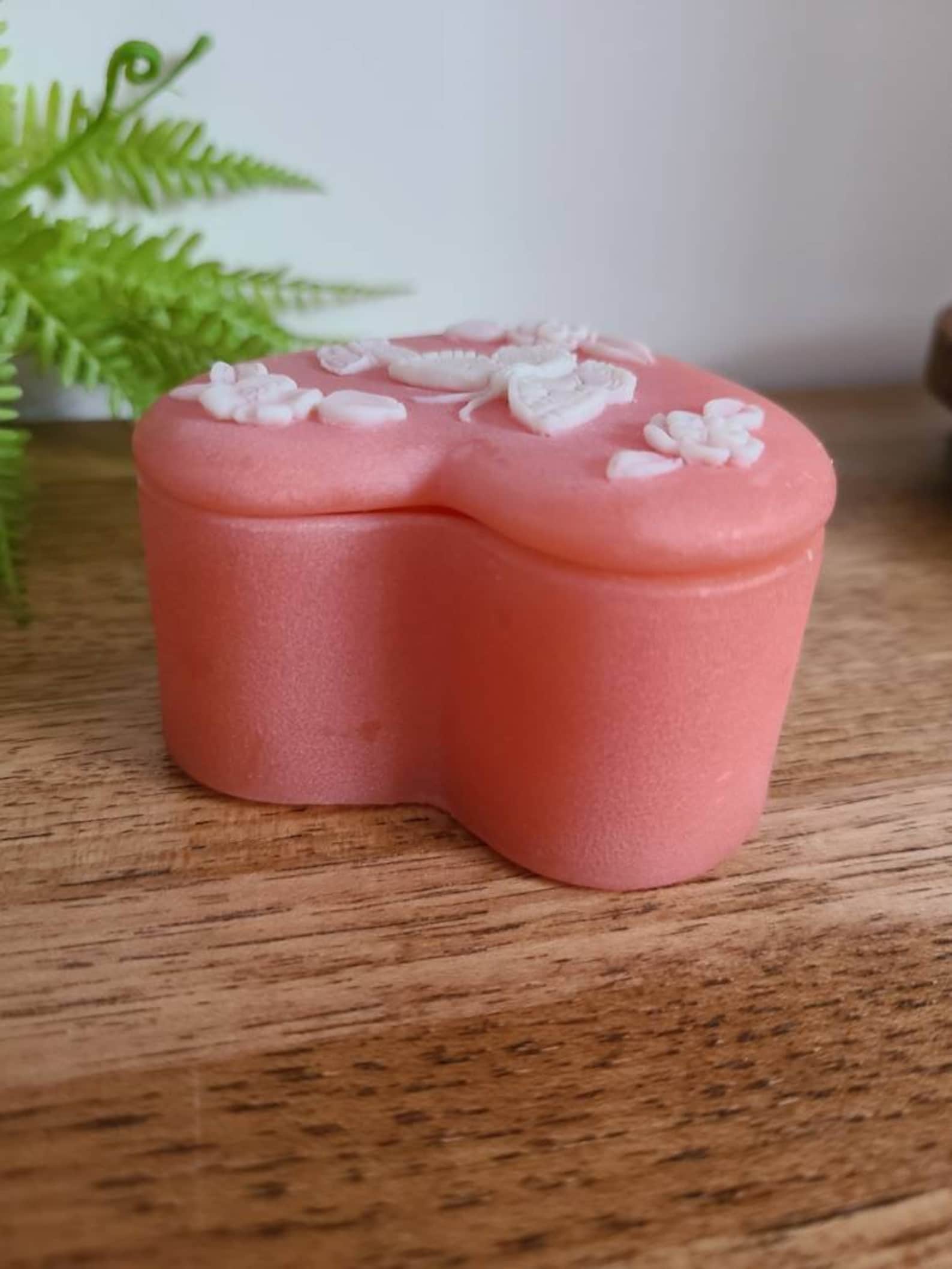 Soapstone Pink Incolay Heart Butterfly Dish Lidded Vintage Trinket Pill ...
